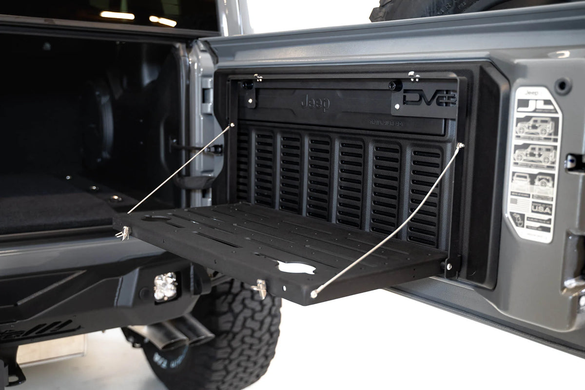 DV8 Jeep JL Wrangler Tailgate Mounted Table (Trail Table) - Black ...