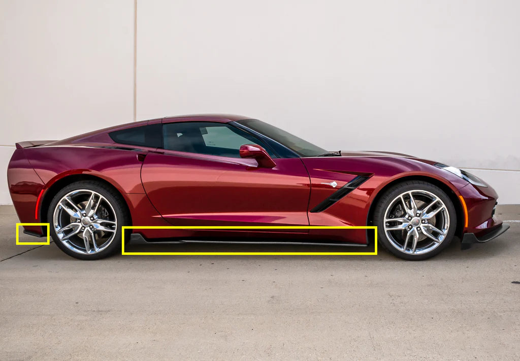 Street Scene 2014-2019 Corvette 4-Piece Side Skirt with Rear Corners S ...