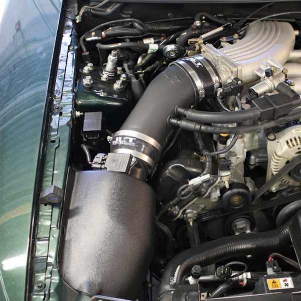 JLT 2001 Ford Mustang Bullitt Black Textured Ram Air Intake Kit w/Red ...